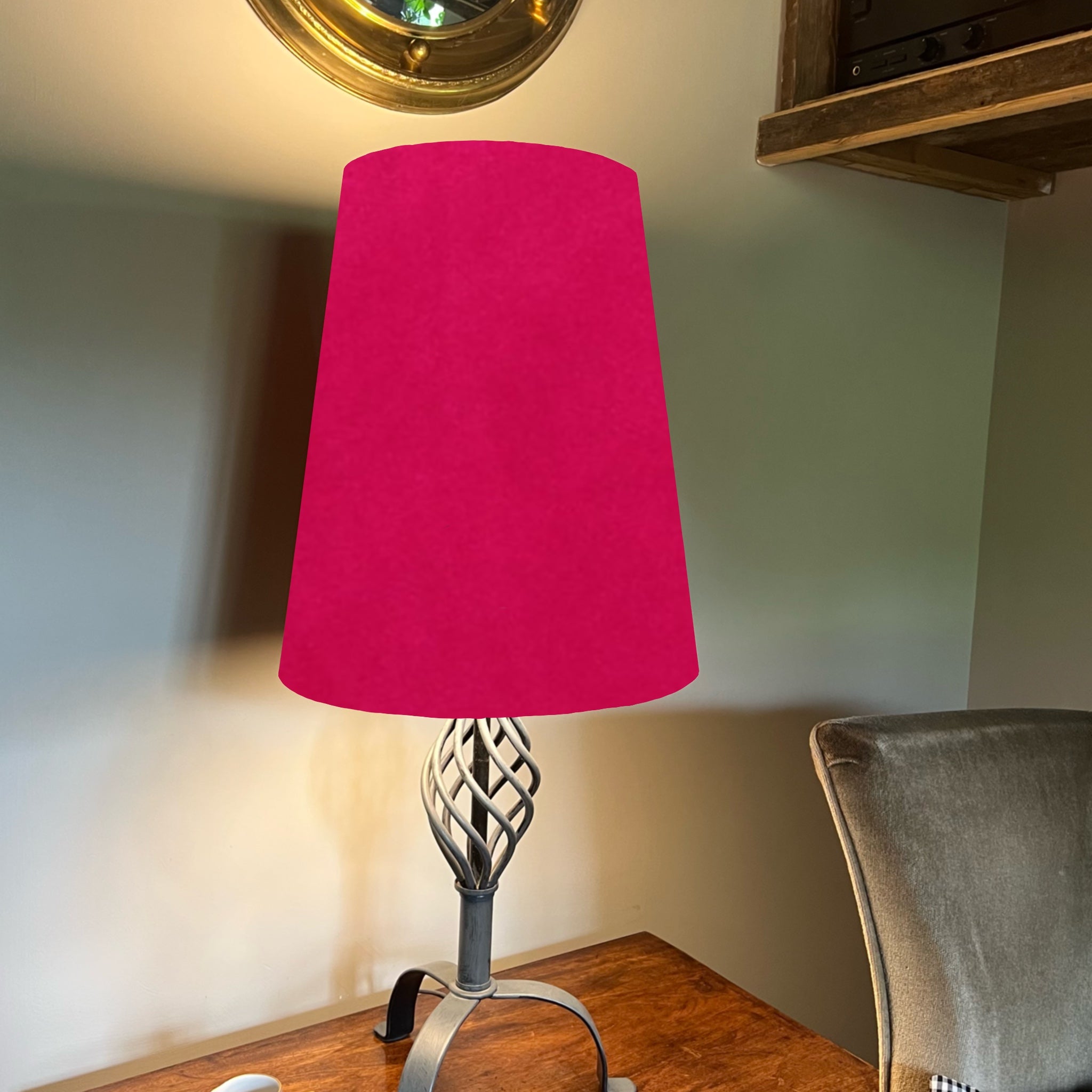 Cerise Velvet cone lampshade, extra tall lampshade – Bypoppyuk