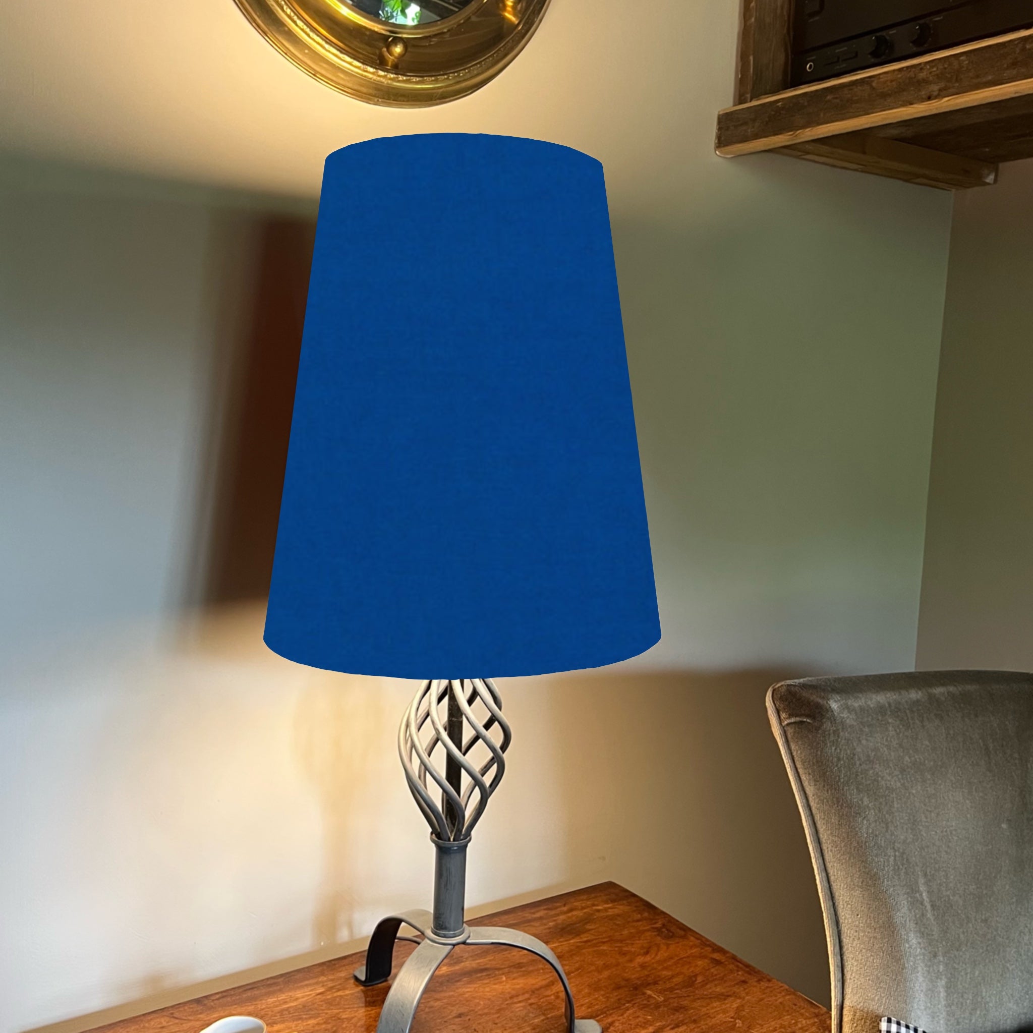 Royal blue cotton cone lampshade, extra tall lampshade – Bypoppyuk