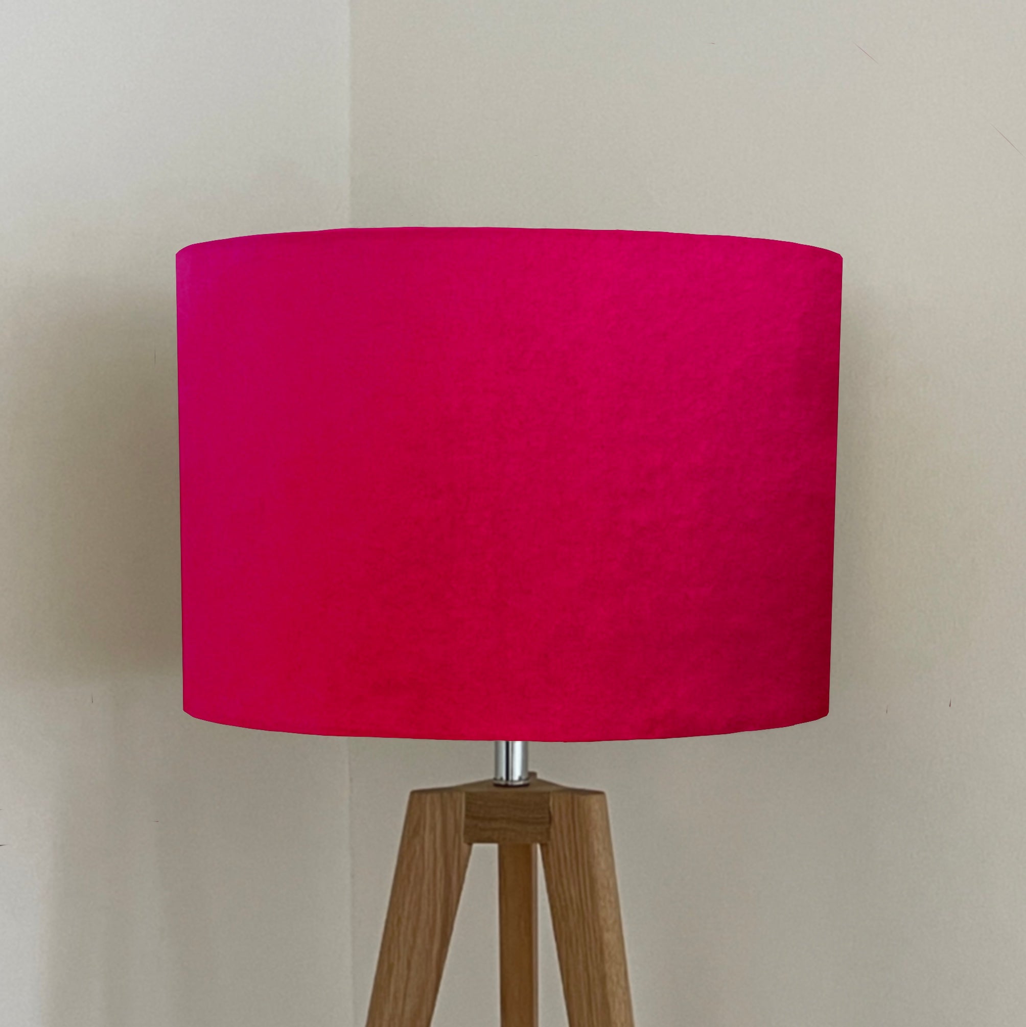 Cerise velvet drum lampshade/ ceiling shade with a white lining – Bypoppyuk