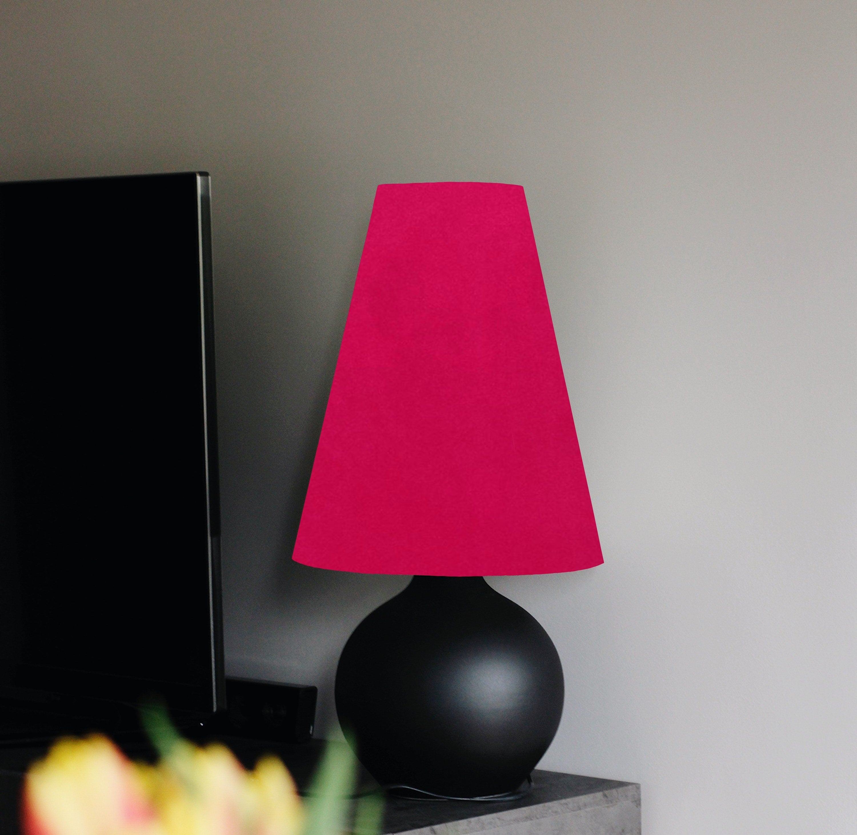 Cerise Velvet cone lampshade, extra tall lampshade – Bypoppyuk
